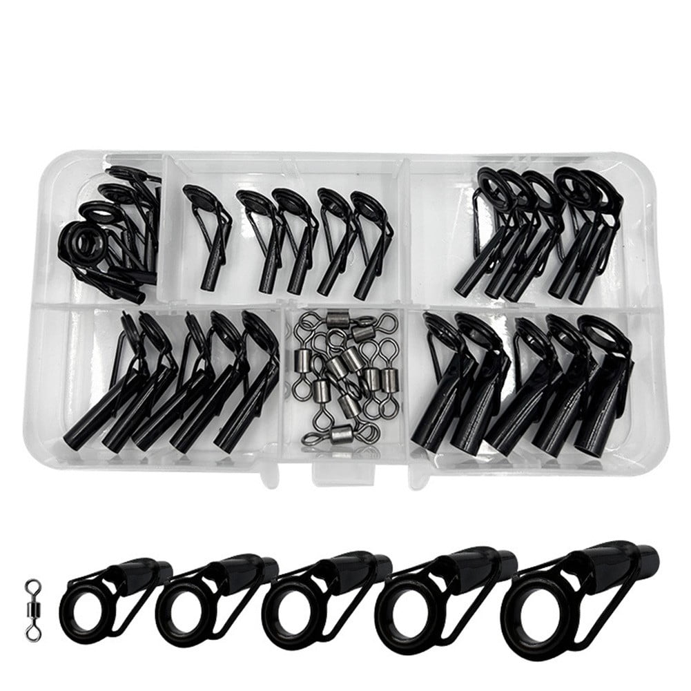 Fule 35pcs/box tip guide ring sub-leading eye set sea rod wire ring 2.4 ...