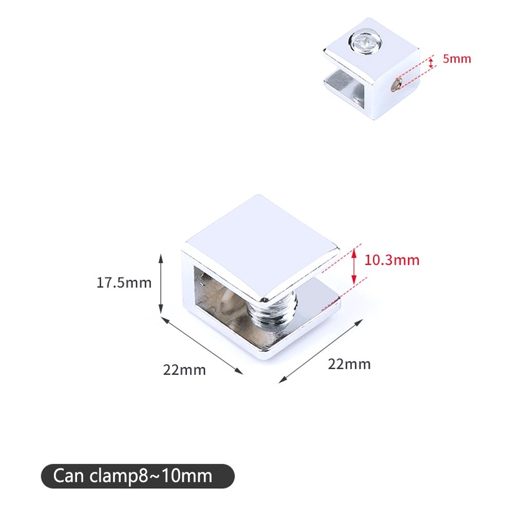 Fule 4 x Zinc Alloy Adjustable Shelf Clamp Glass Shelf Support Plate ...