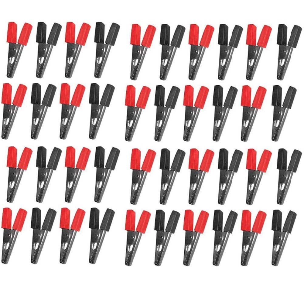 Fule 40 Pack Electrical Test Clips Metal Alligator Clips with Red and ...