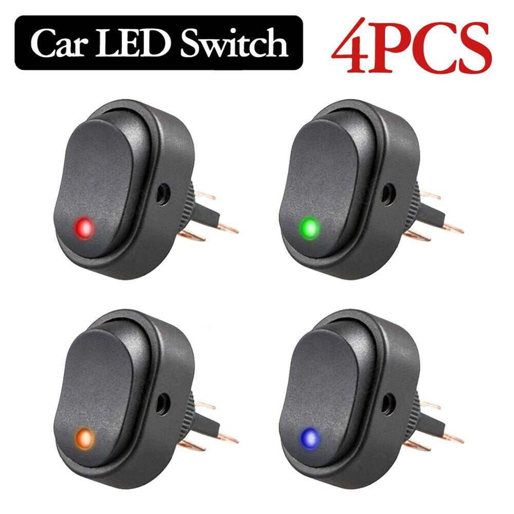 Fule 4PCS 12V 30A Heavy Duty Red LED OFF/ON Rocker Toggle Switch For ...