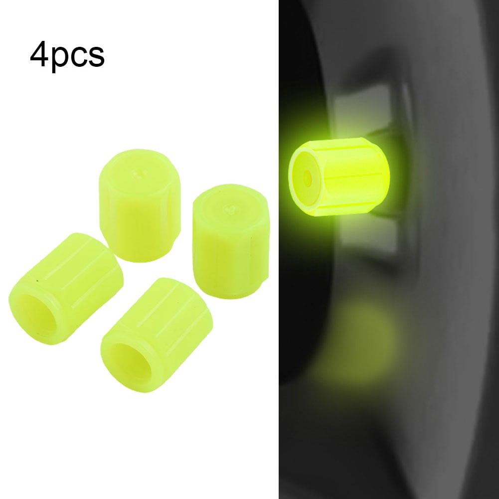 Fule 4PCS Fluorescent Car Tire Valve Cap Luminous Bike Tire Valve Stem ...