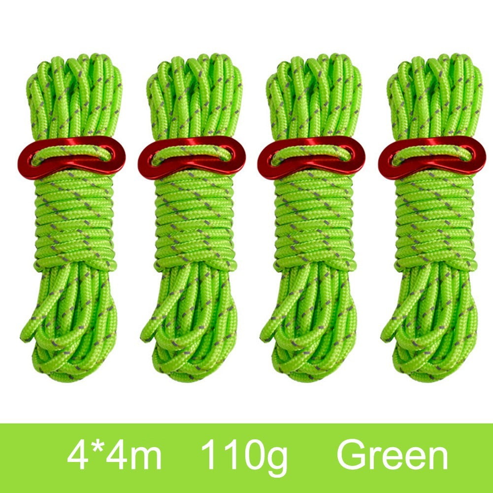 Fule 4Pcs 4m Guy Rope Reflective Cord Lines With Runners Tent Camping ...