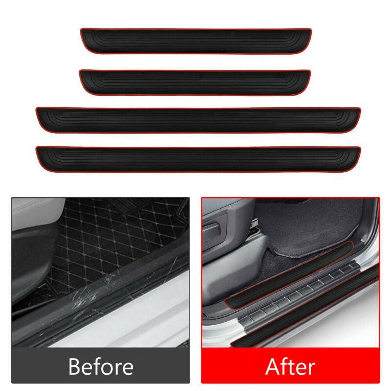 Fule 4x Black Rubber Car Door Scuff Sill Cover Panel Step Protector ...
