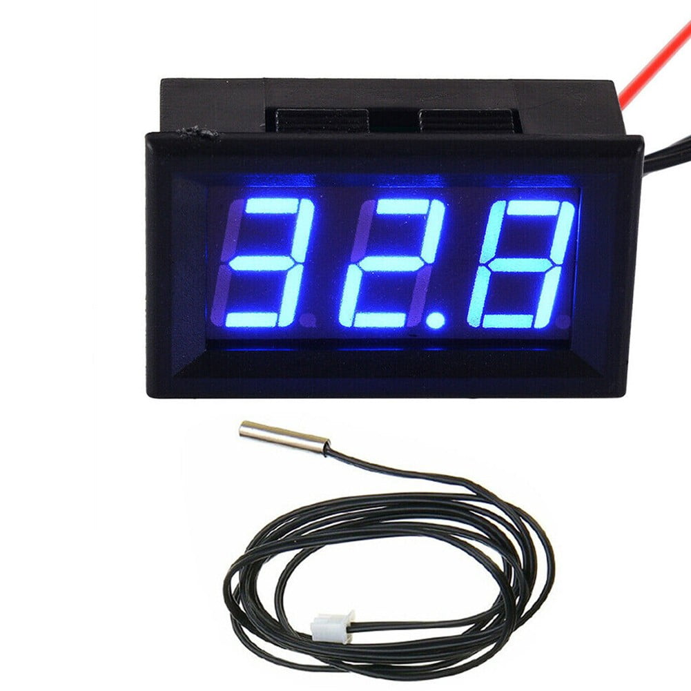 Fule DC 12V LED Digital Thermometer Temp Sensor Meter Probe -50 ~ 110°C ...