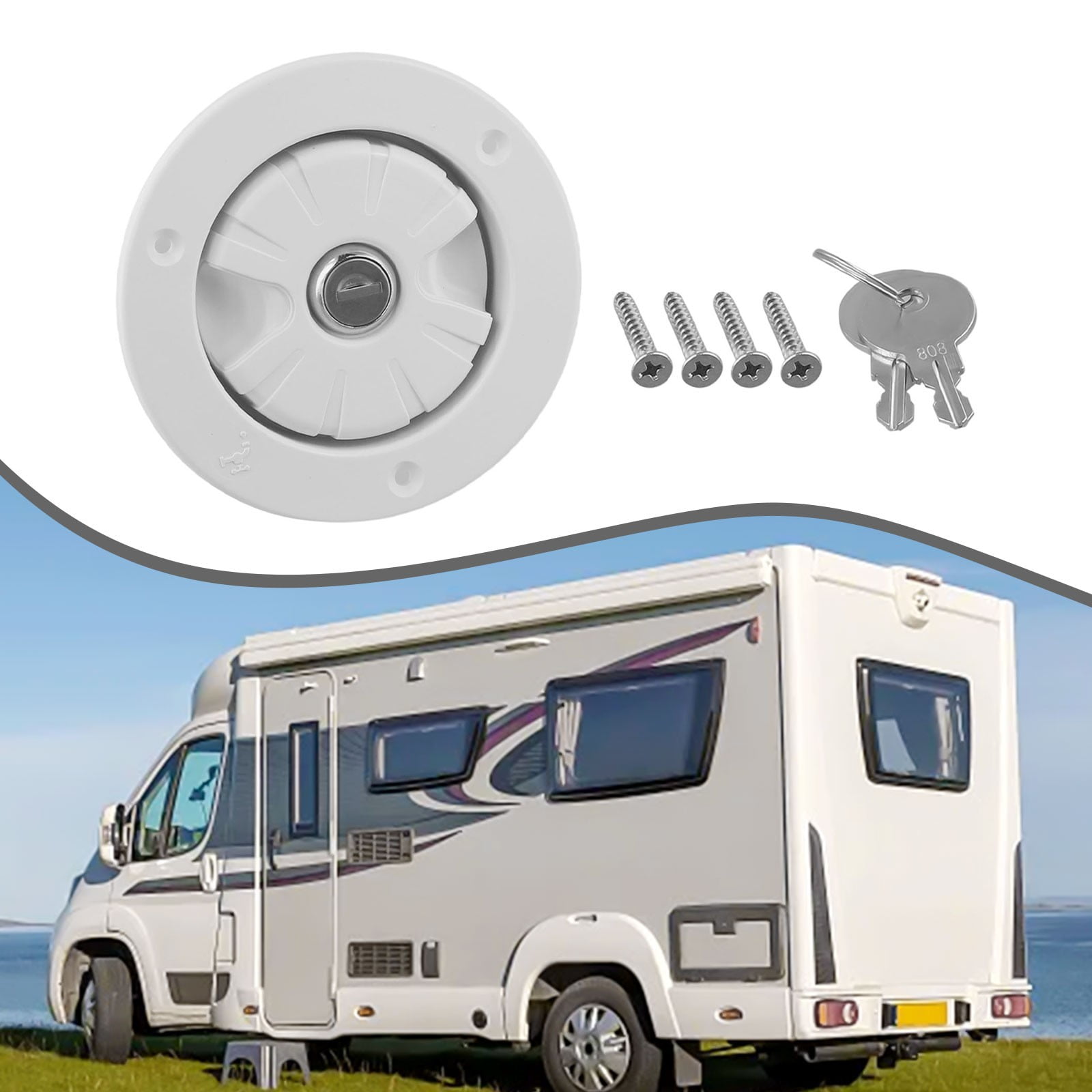 Fule Gravity Fresh Water Fill Hatch Inlet Filter Lockable For RV Boat ...