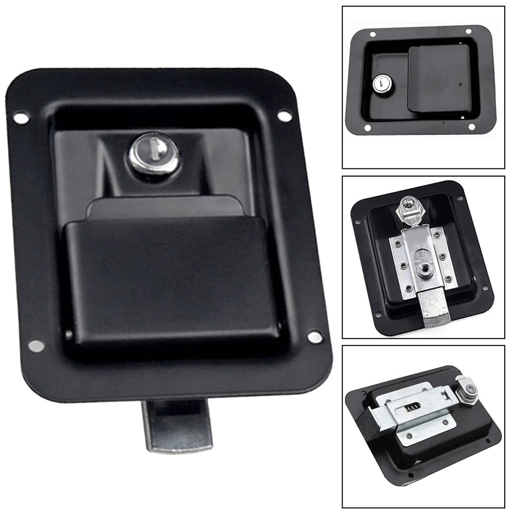 Fule Large Paddle Handle Lock Latch Black Powdercoated Caravan Ute ...