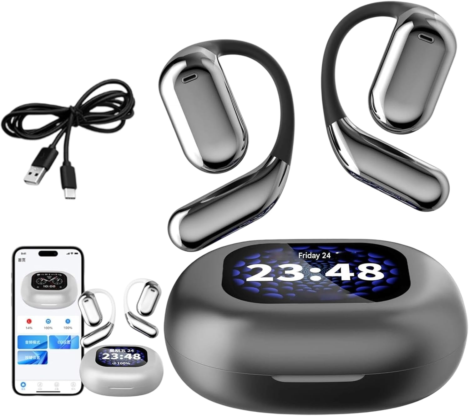 Fulfilexces Earbuds, True Powerful Bluetooth 5.4 Open Ear Earbuds, IPX5 ...