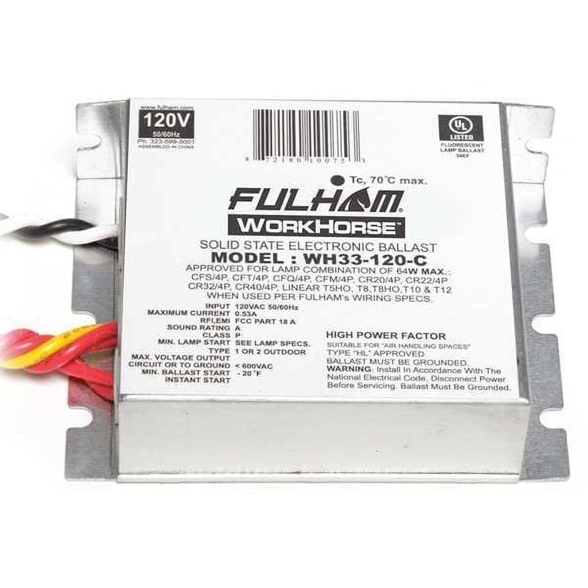 Fulham FLUOR Ballast,Electronic,Instant,65W WH33-120-C - Walmart.com