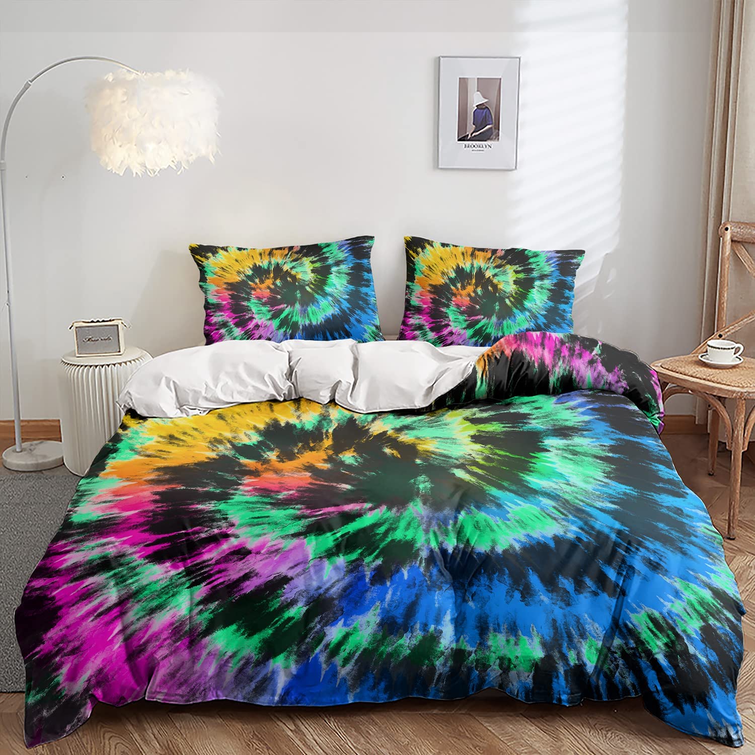 Fulid Duvet Cover Set for Teens Young Girls,Colorful Marble Bedding ...
