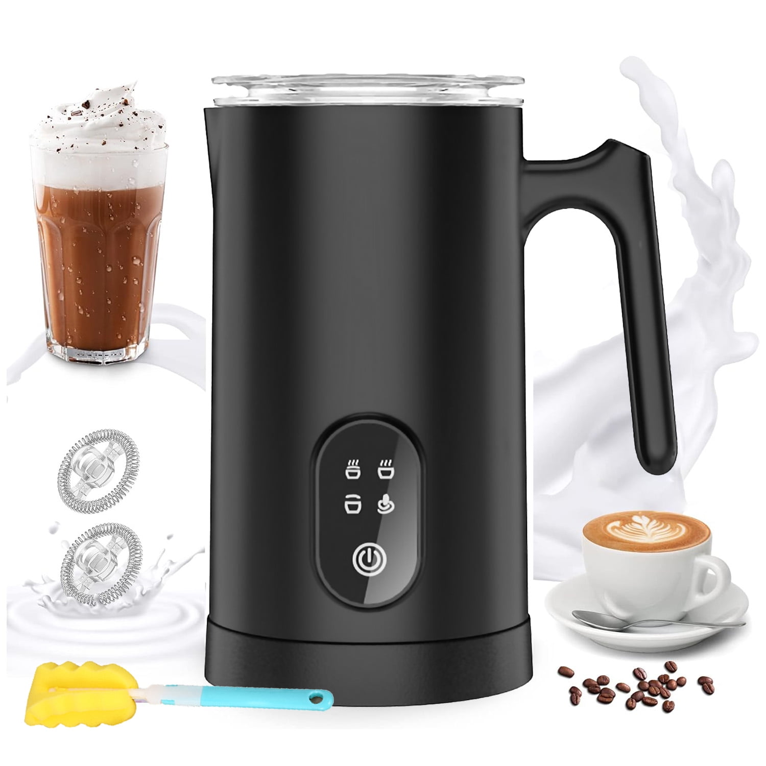Fulier 4-in-1 Electric Milk Frother and Steamer, Black - Walmart.com