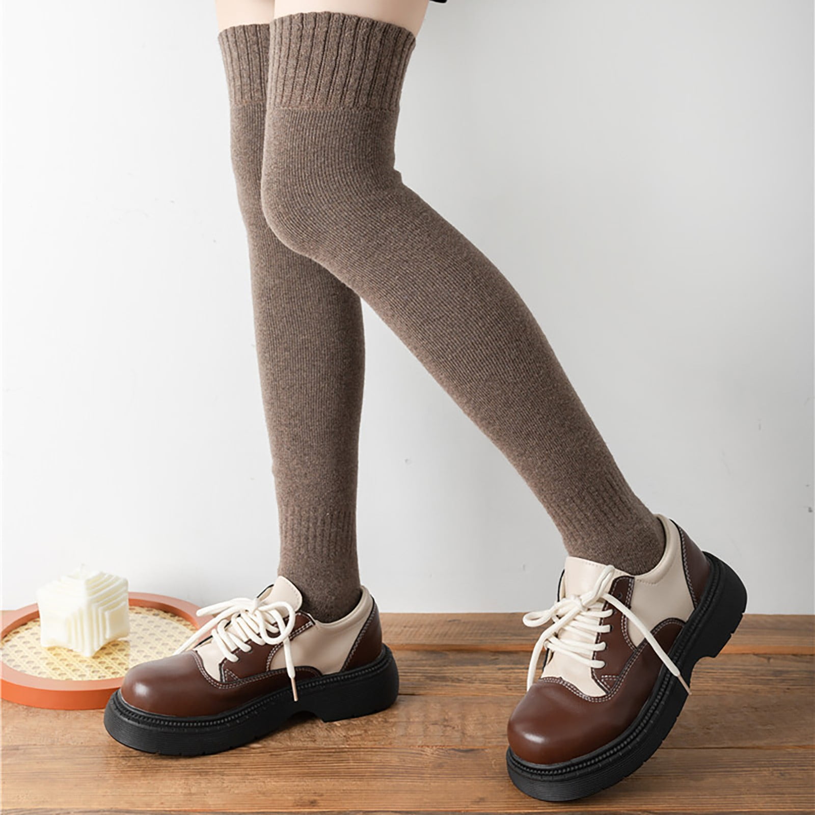 Fulijie 2 Pairs of Wool Stockings Over The Knee Thickened Women's ...