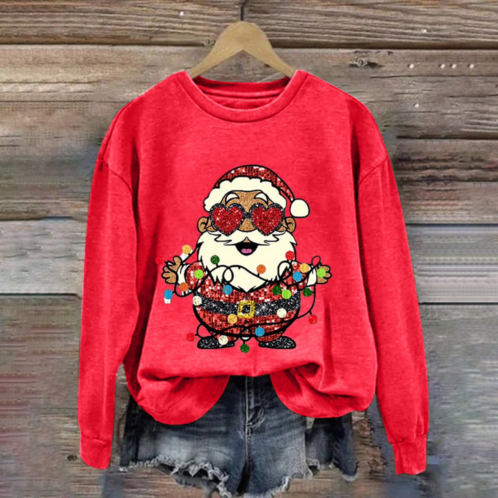 Fulijie Christmas Long Sleeve Oversized Christmas Sweater, Crew Neck ...