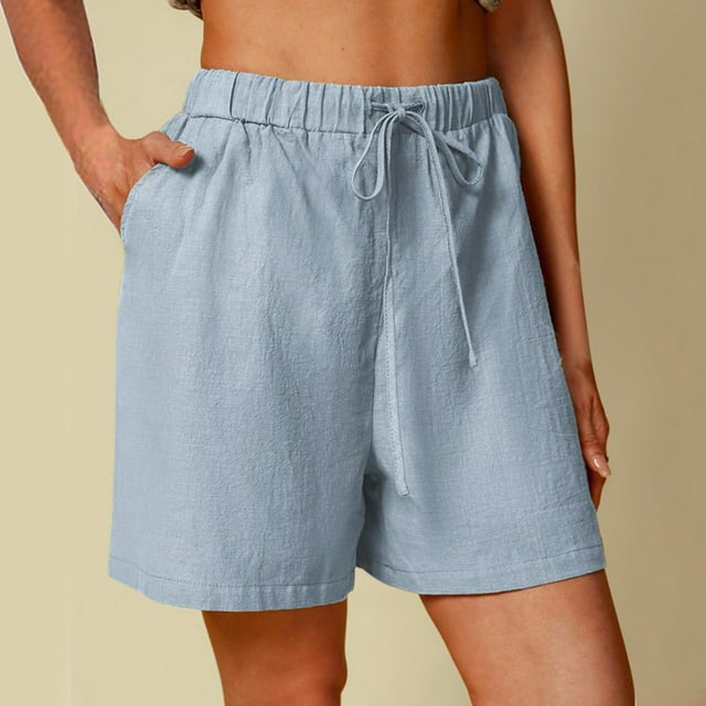 Fulijie Ladies Cotton Outseam Shorts With High Waistband,Basic Editions ...