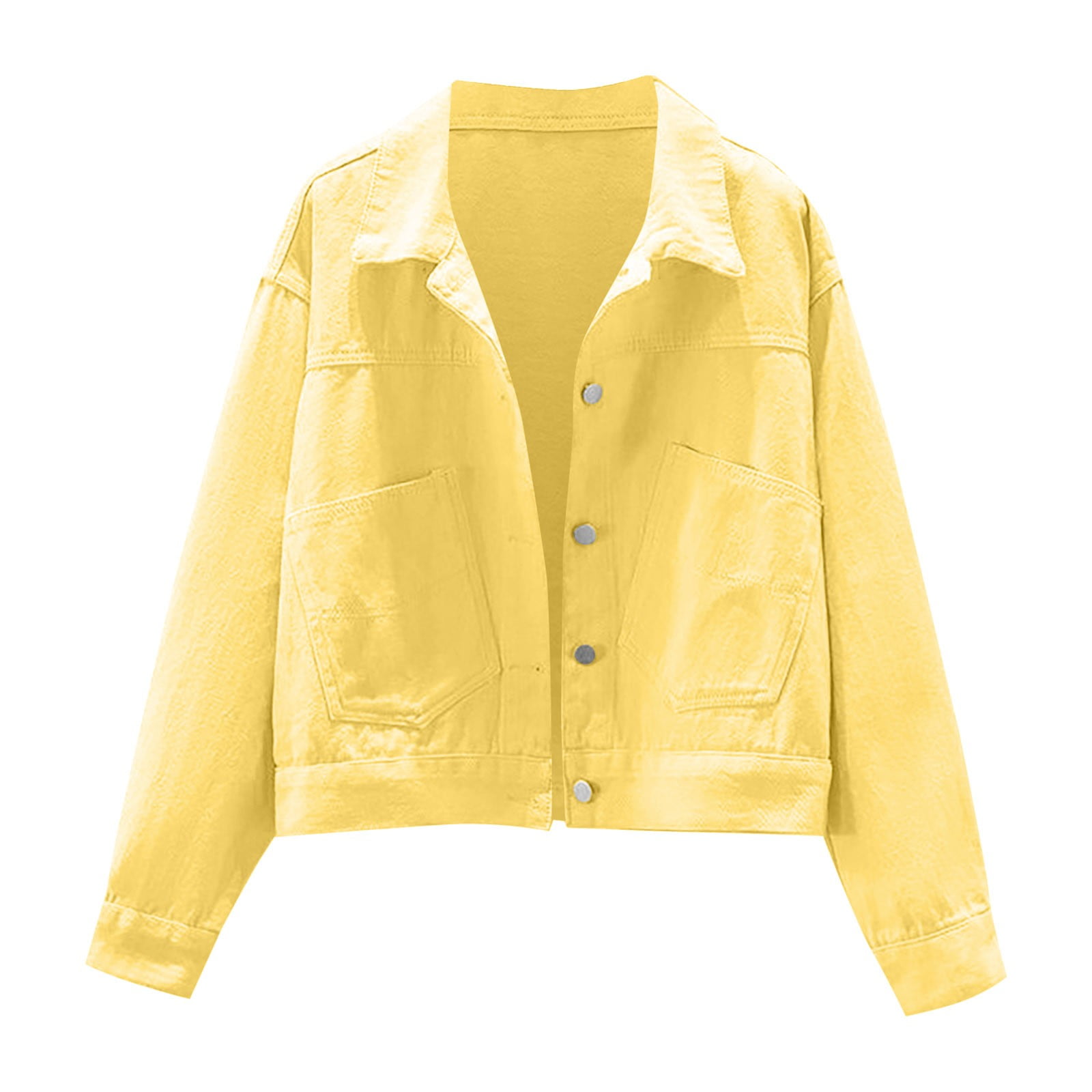 Fulijie Women's Cleance Denim Jacket Plus Size Casual Solid Color ...