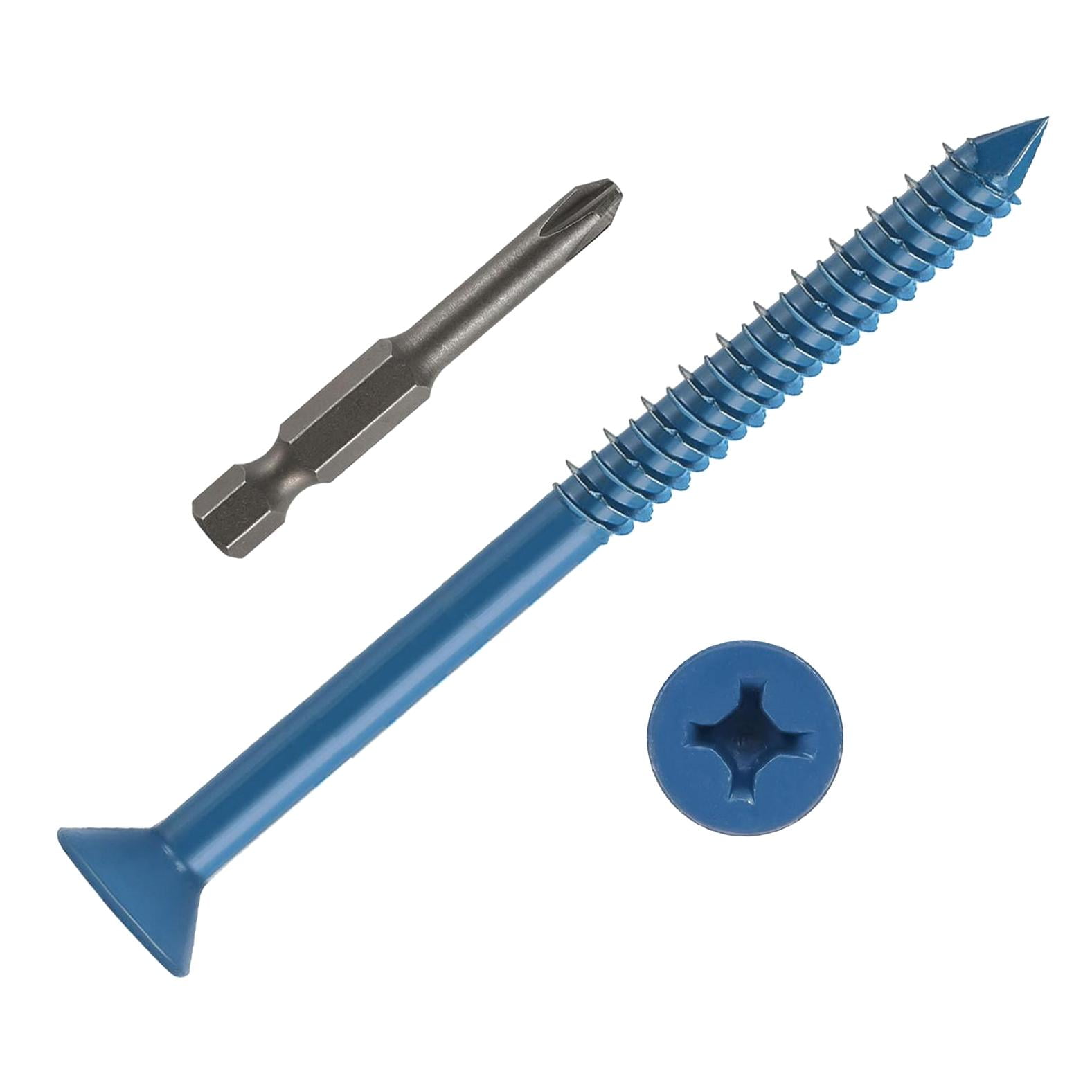 Fuliko 1/4" x 6" Masonry Screws, 50 Pieces Blue Flat Concrete Fasteners ...