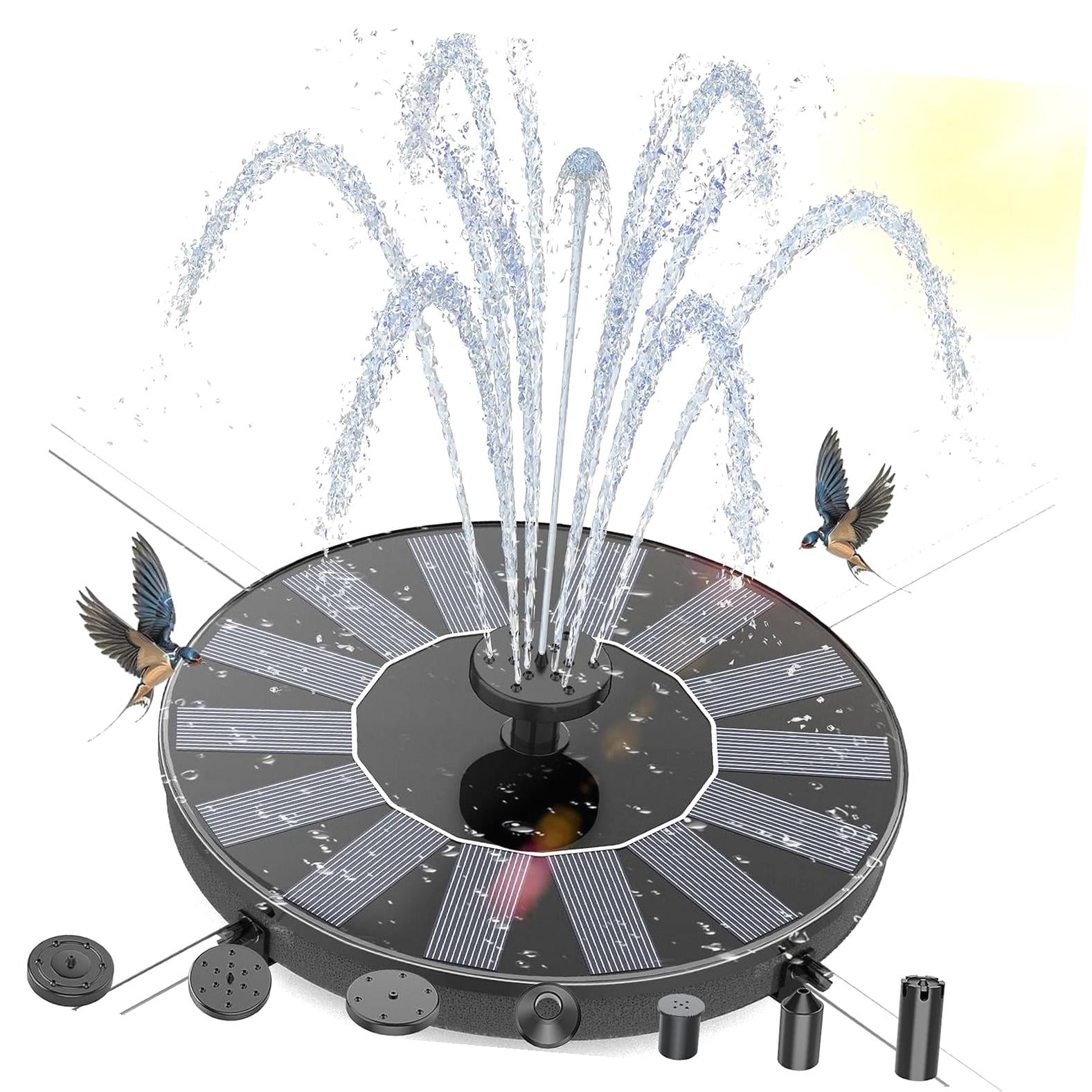 Fuliko 1.4W Solar Bird Bath Fountain with 4 Stabilizing Rods, Featuring ...