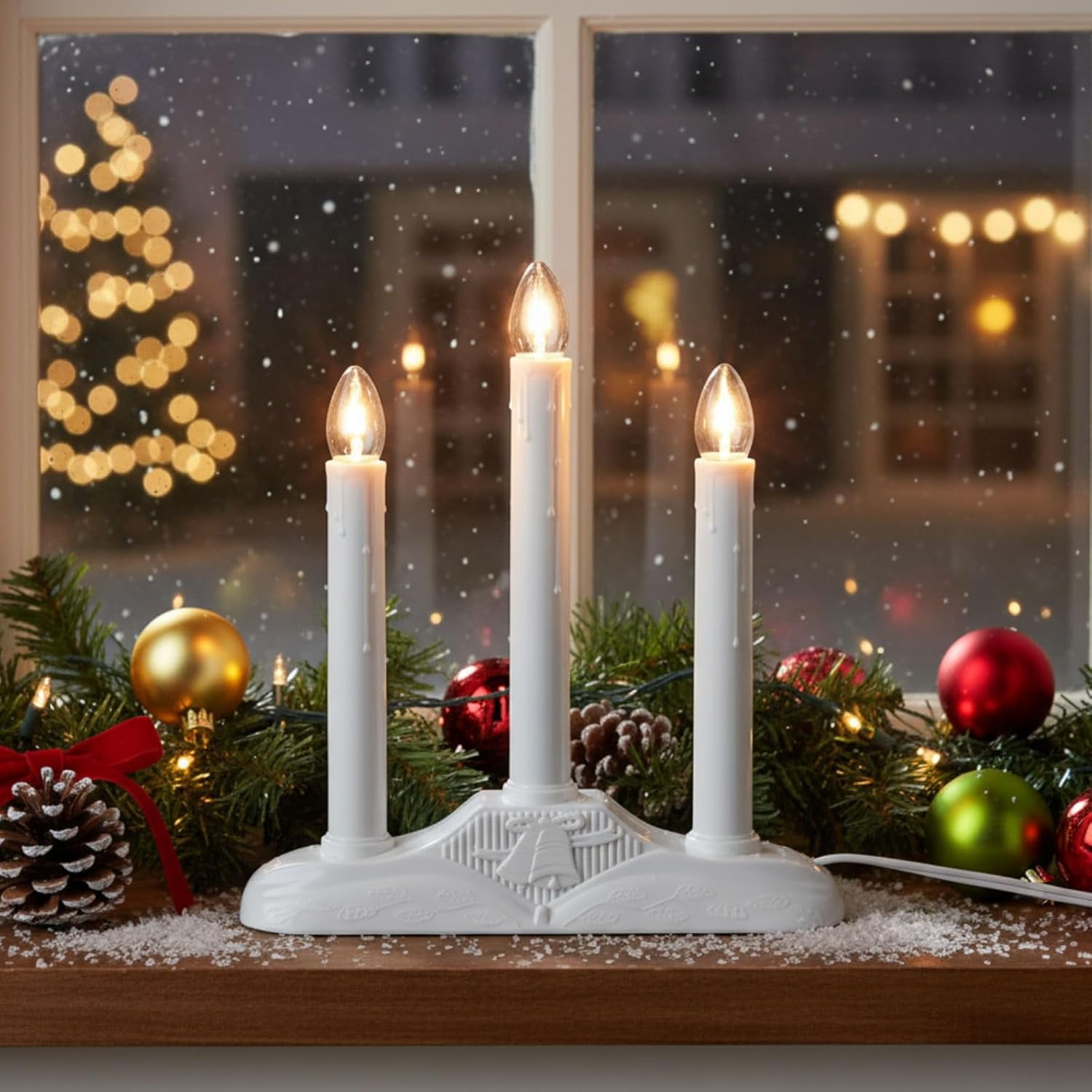 Fuliko 1 Pack 3 Lights Electric Window Candles Christmas Window Candles ...