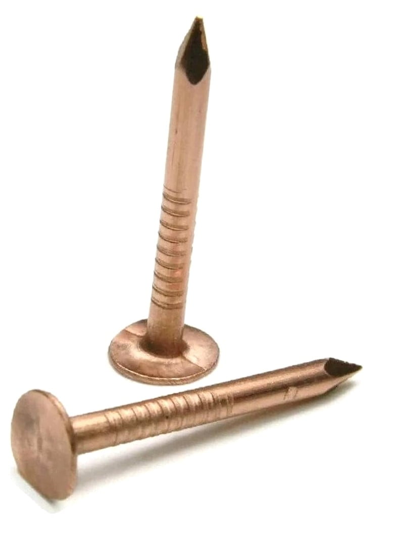 Fuliko 1 inch Smooth Shank Copper Roofing Nails 10 Gauge - Qty 50 ...