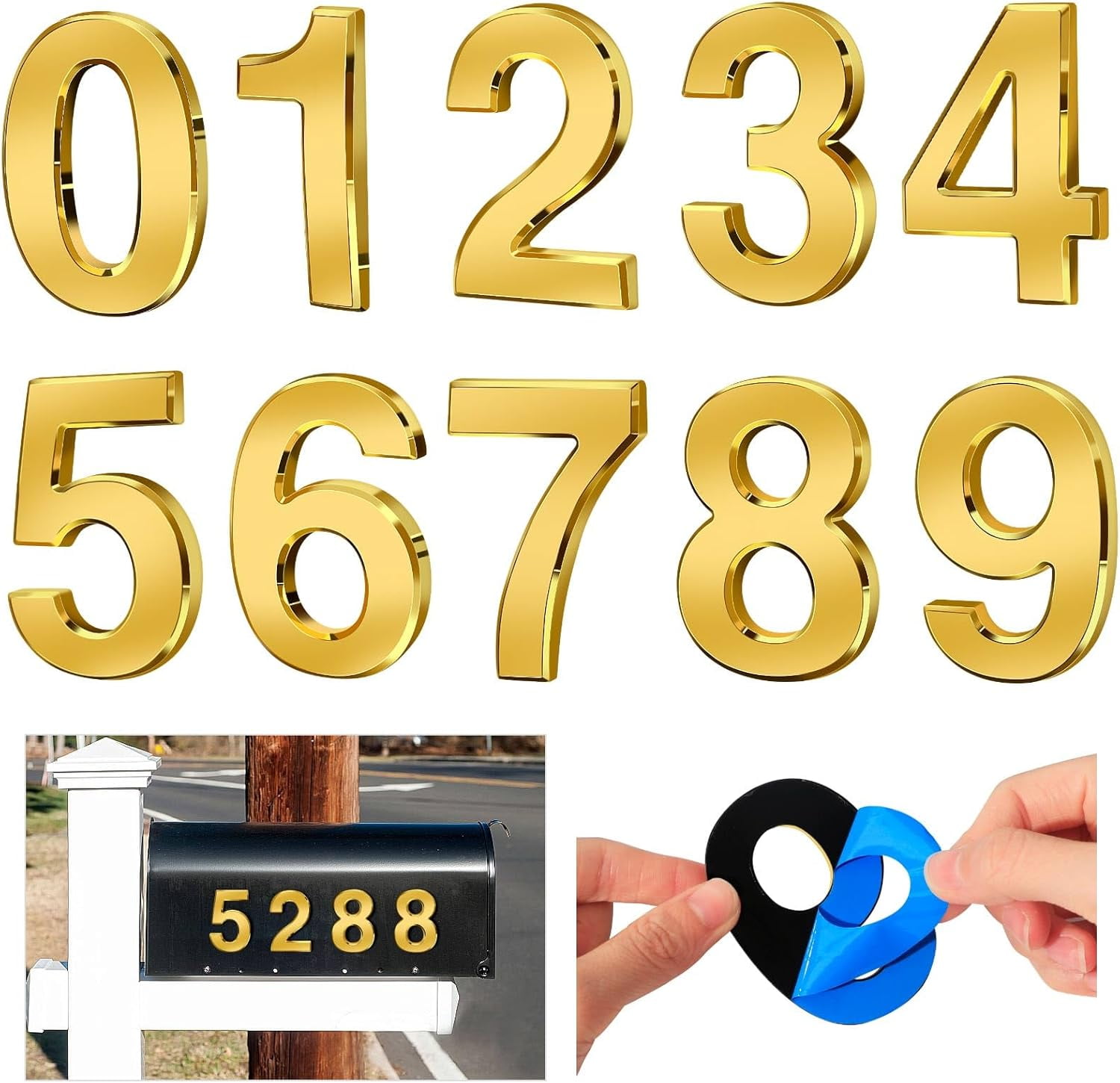 Fuliko 10 Pieces 2.76 Inch House Numbers 0-9, Self-adhesive 3D Mailbox ...