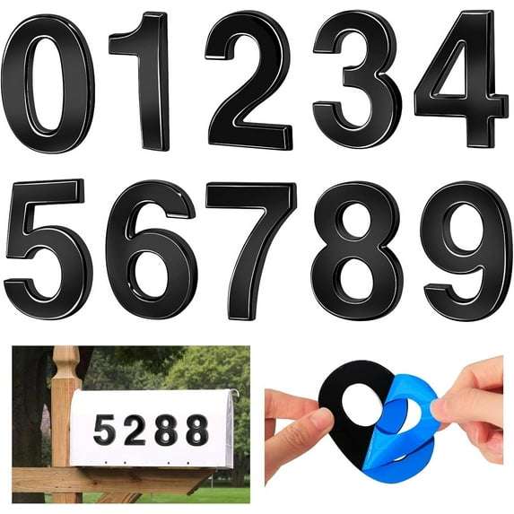 Fuliko 10 Pieces 3 Inch House Numbers 0-9, Self-Adhesive 3D Mailbox ...