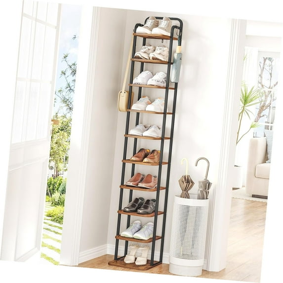 Fuliko 10-Tier Vertical Shoe Rack, Narrow Shoe Tower, Tall Shoe ...