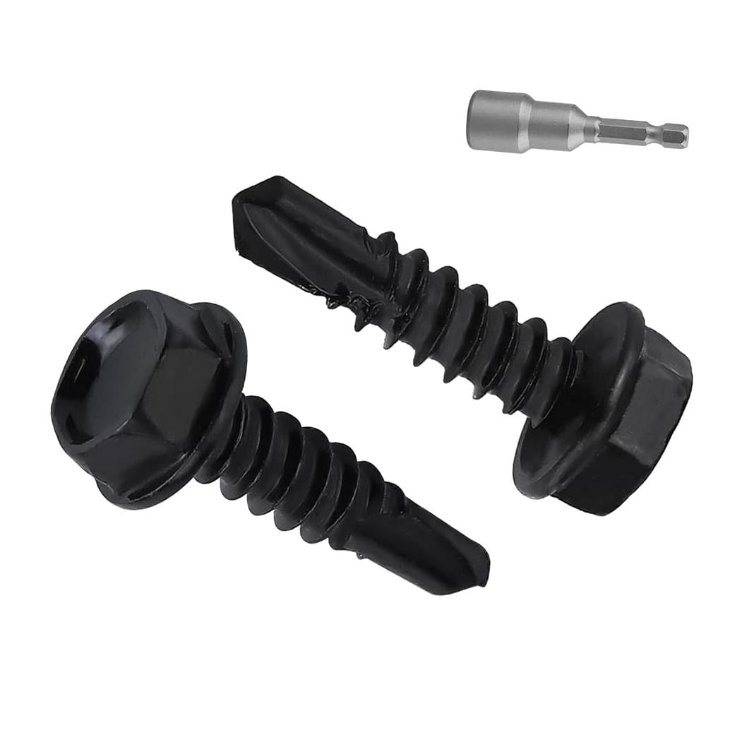 Fuliko #10 x 1/2" (100 pieces) Hex Washer Self Drilling Screws, 410 ...