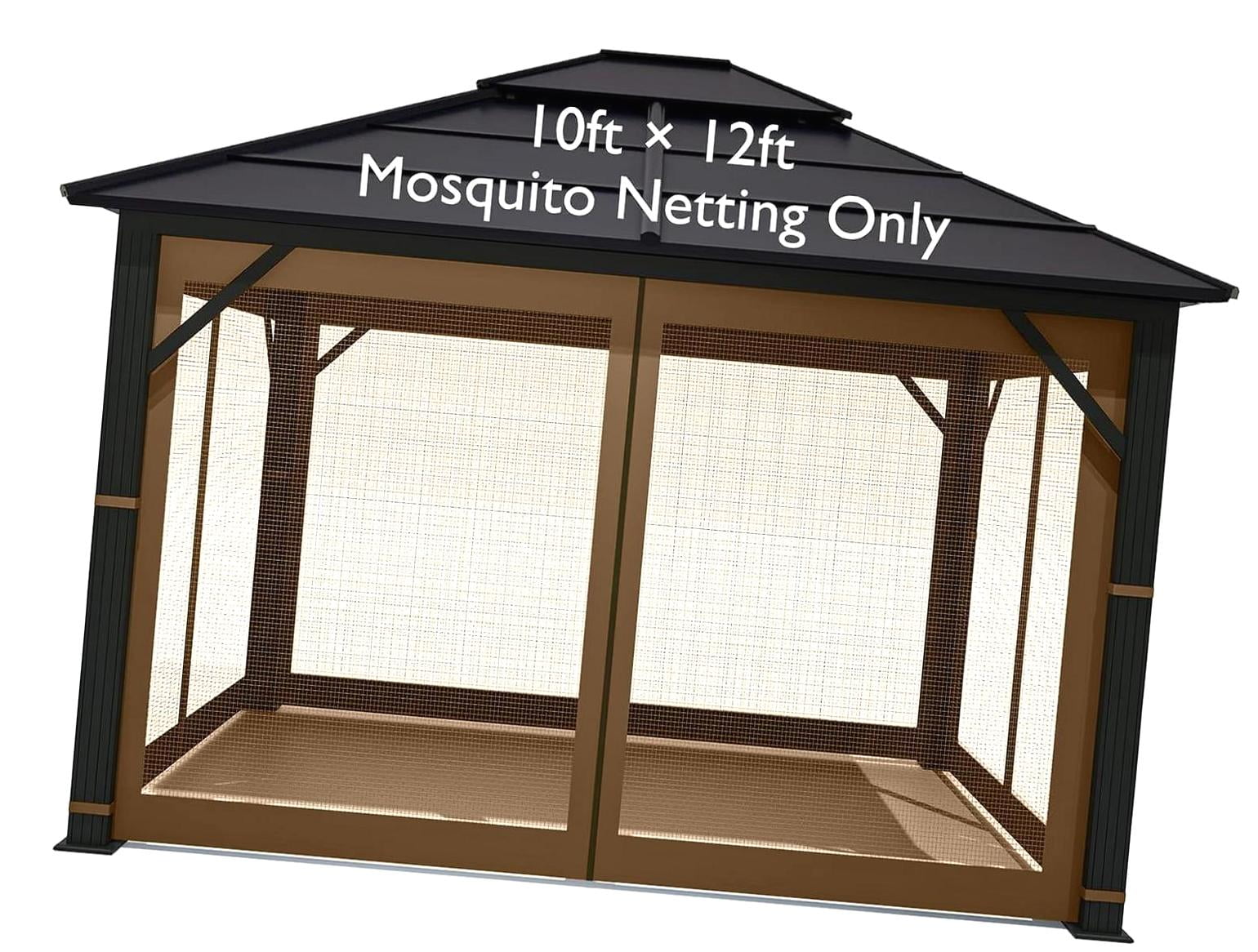 Fuliko 10' x 10' Replacement Mosquito Net for Gazebos, 4-Panel Privacy ...
