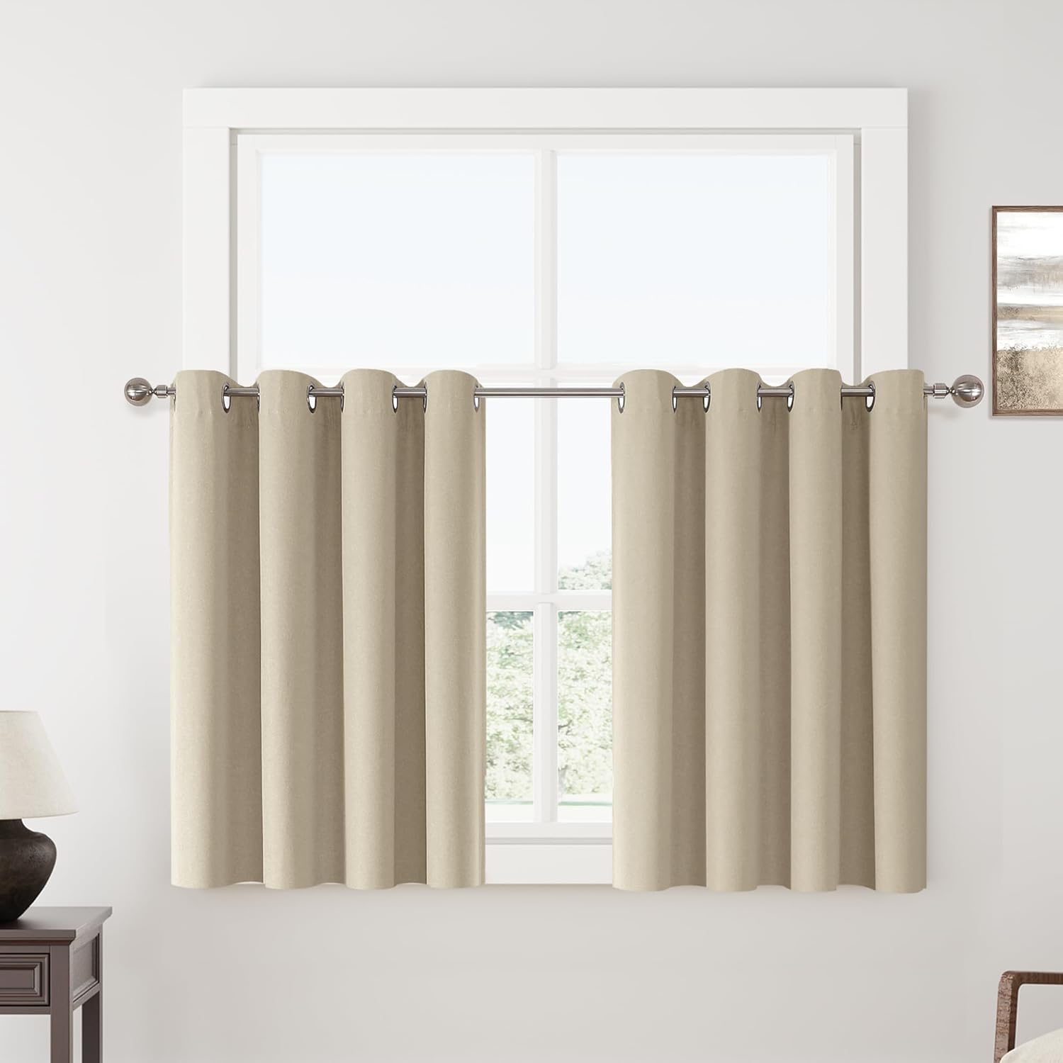 Fuliko 100% Curtains 45 Inches Long 2 Panels for Bedroom Living Room ...