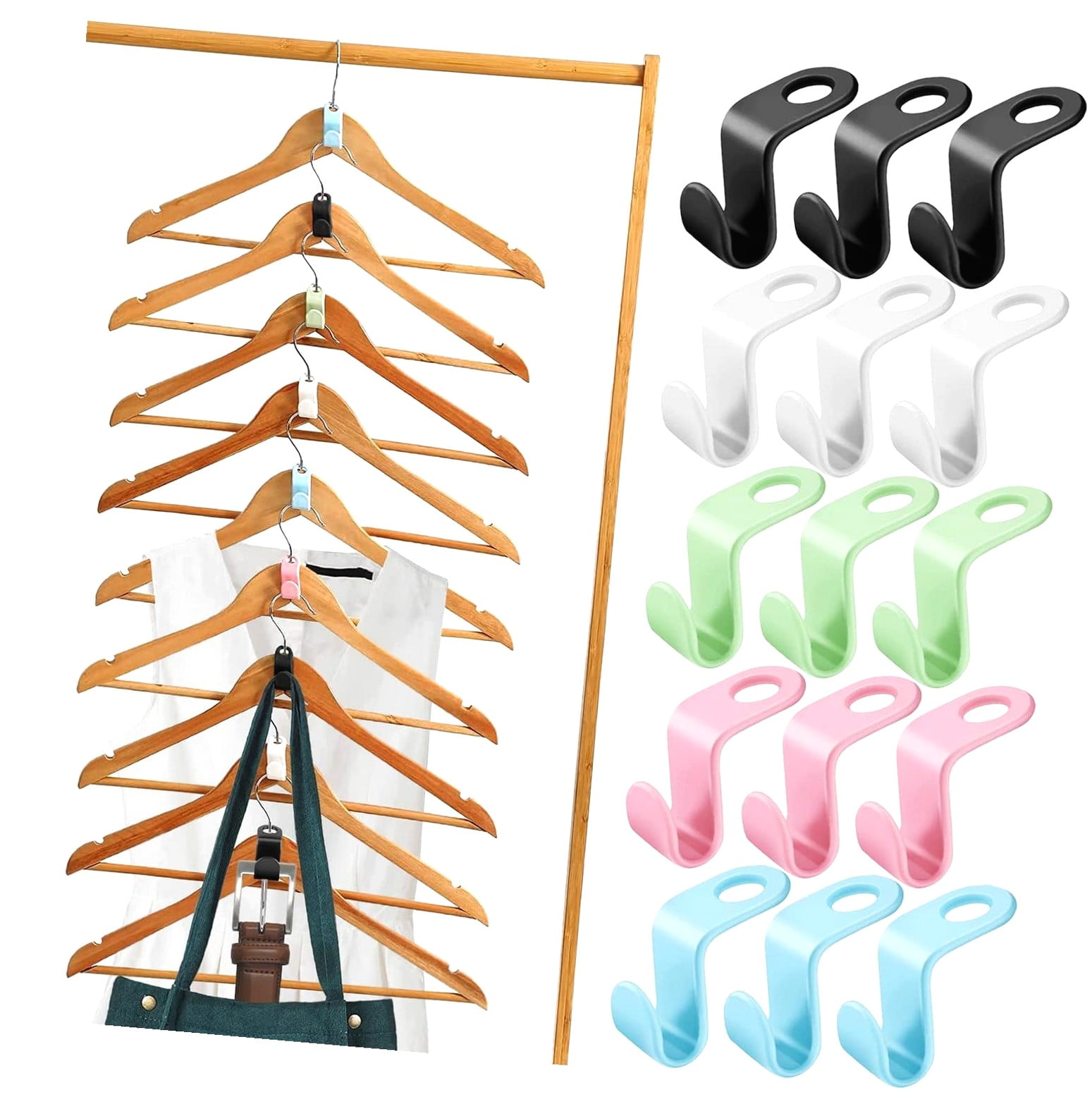 Fuliko 100 Pcs Clothes Hanger Connector, Plastic Cascading Hanger ...
