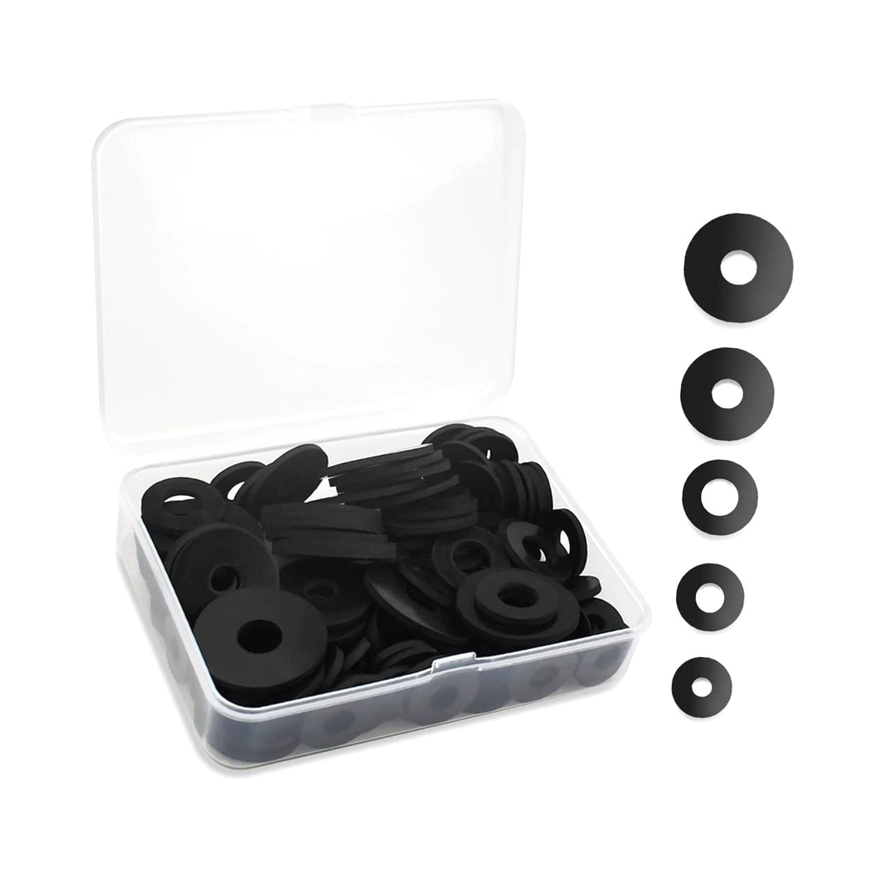 Fuliko 100 Pcs Flat Rubber Washers Kit, 5 Sizes (16/18/20//30mm ...