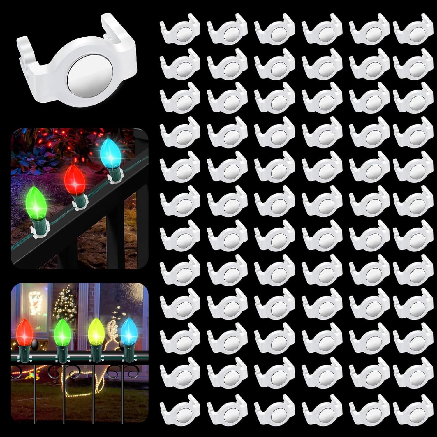 Fuliko 100-Piece C9 Christmas Light Clip Set, Additional Clips for ...