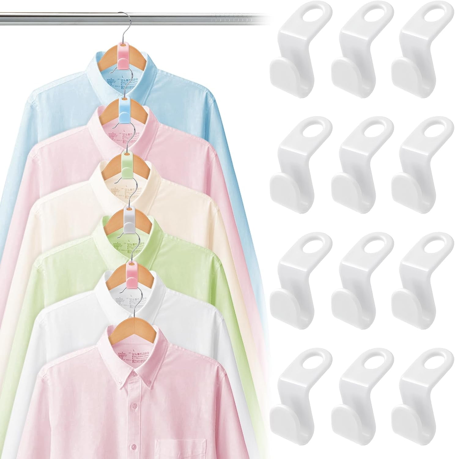 Fuliko 100 Piece Hanger Connector Set, Stacking Saver, Plastic Closet ...