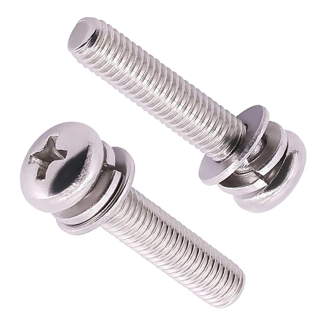 Fuliko 100 Pieces M3-0.5 x 16mm Pan Machine Screws with Flat and Lock ...