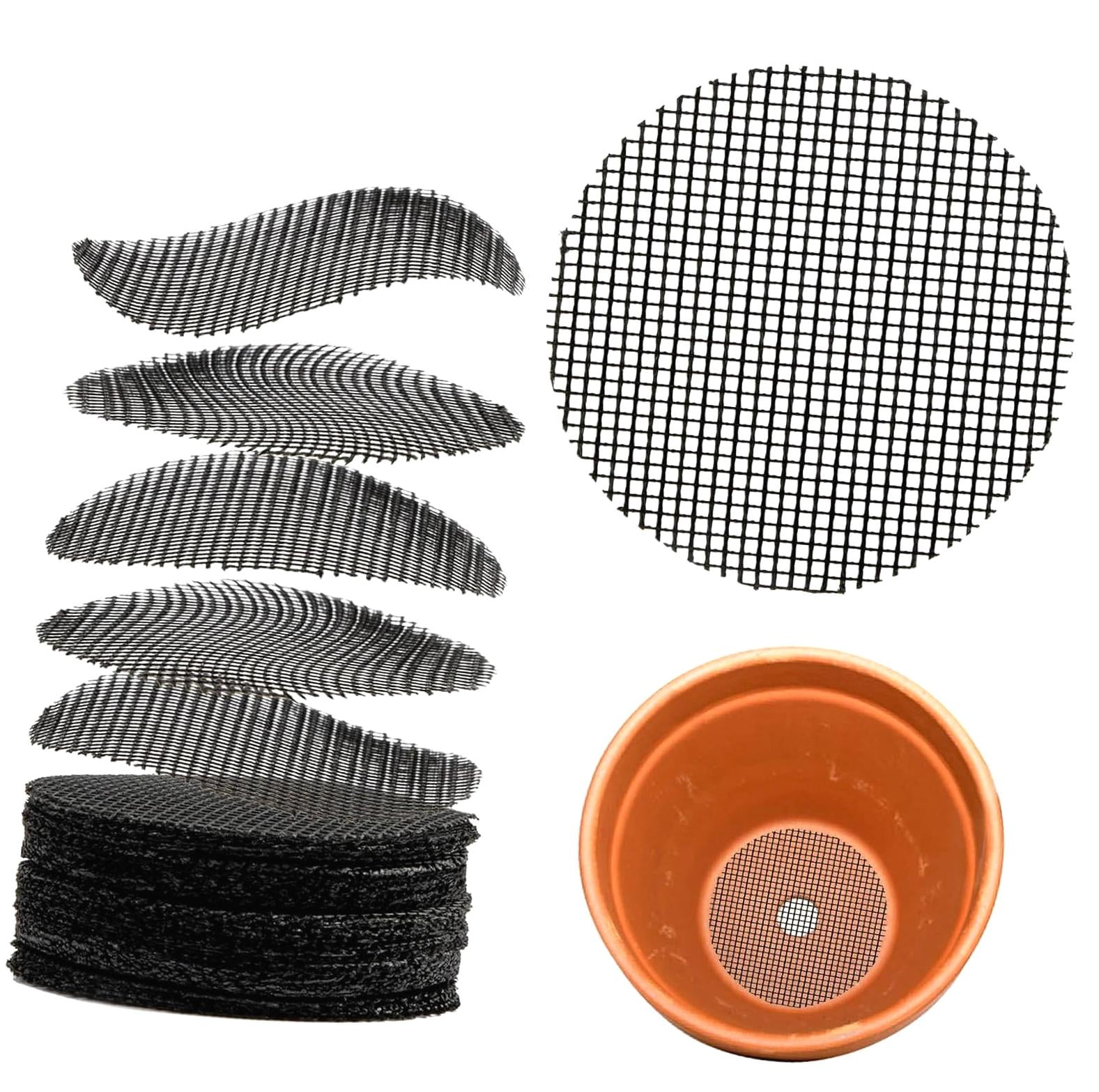 Fuliko 100 Plant Pots Hole Mesh Pad - Pot Mesh Mat Terrarium Potting ...