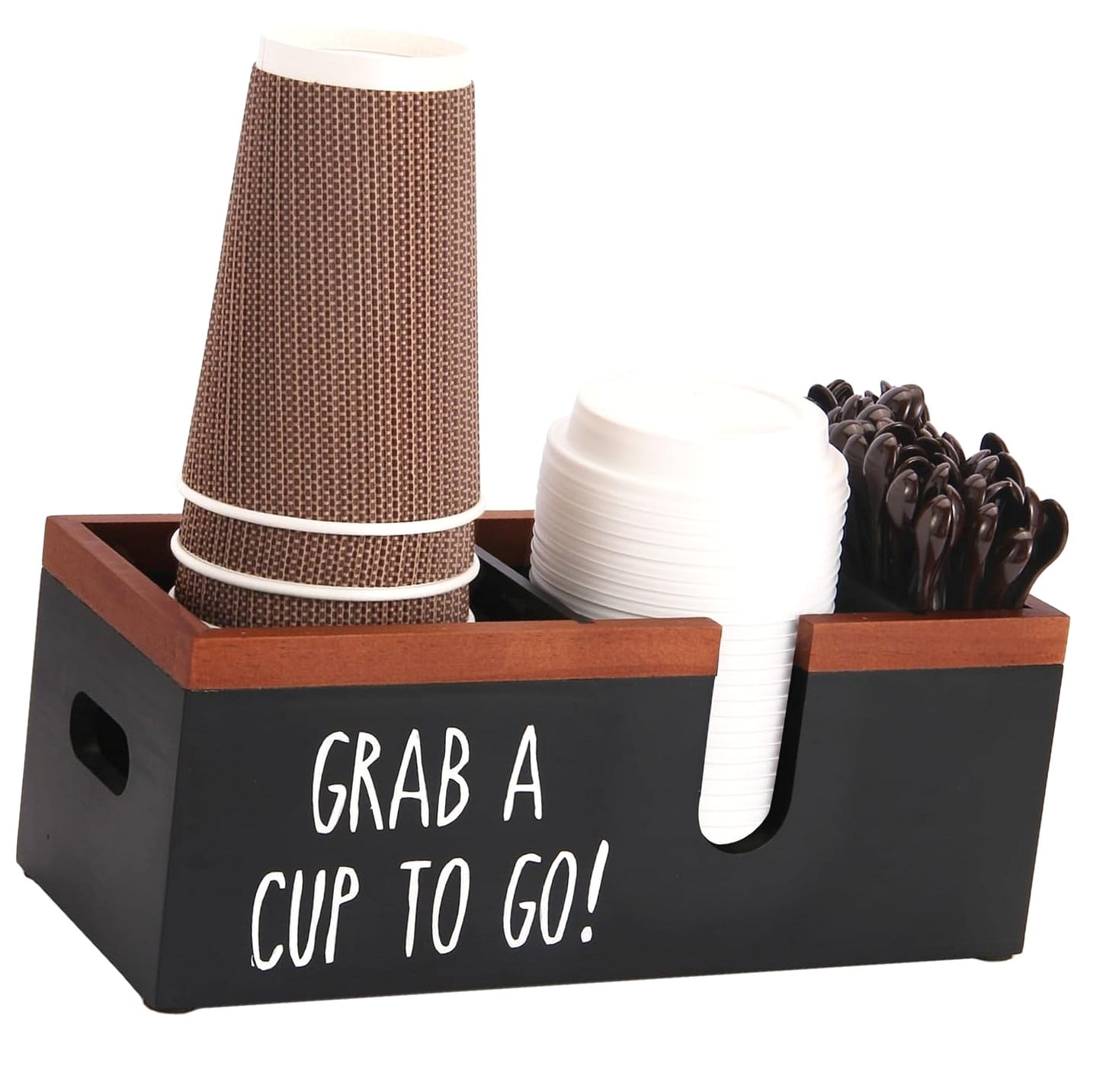 Fuliko 100% Wooden Coffee Cups Holder with -Shape Cutout Design for ...