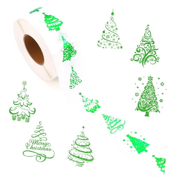 Fuliko 1000Pcs Clear Christmas Tree Stickers Roll Foil Xmas Tree Seal ...