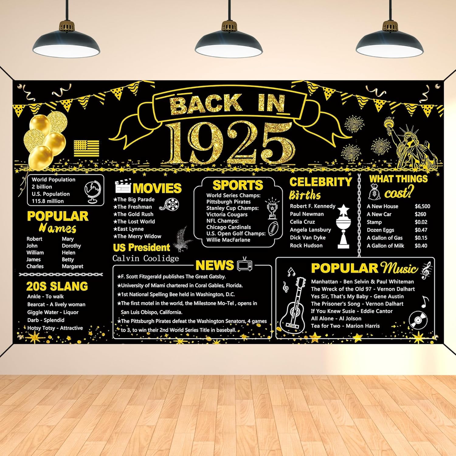 Fuliko 100th Birthday Party Decoration, Back in 1925 Banner 100 Year ...