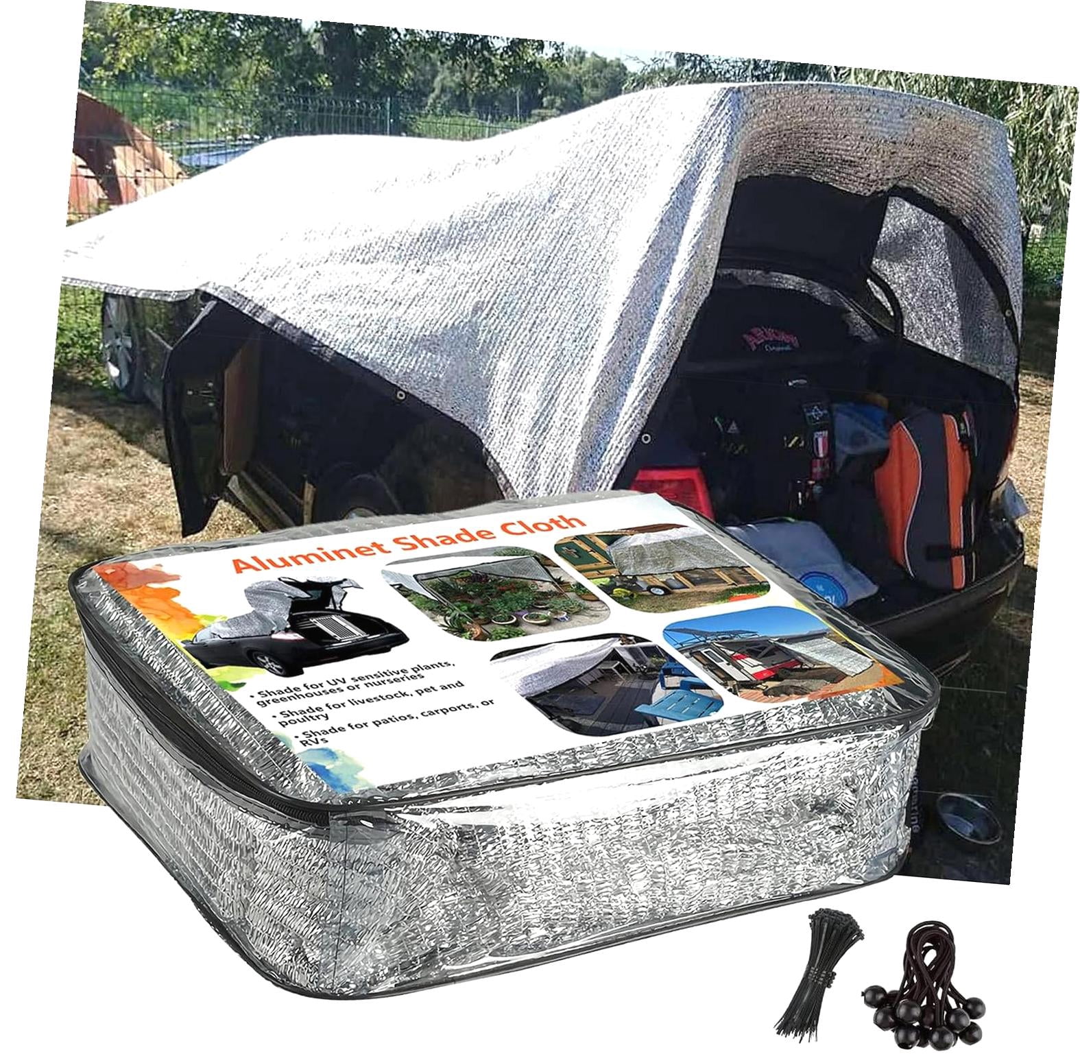 Fuliko 10x15ft 85% Aluminet Shade Cloth Reflective Sun Cover with ...