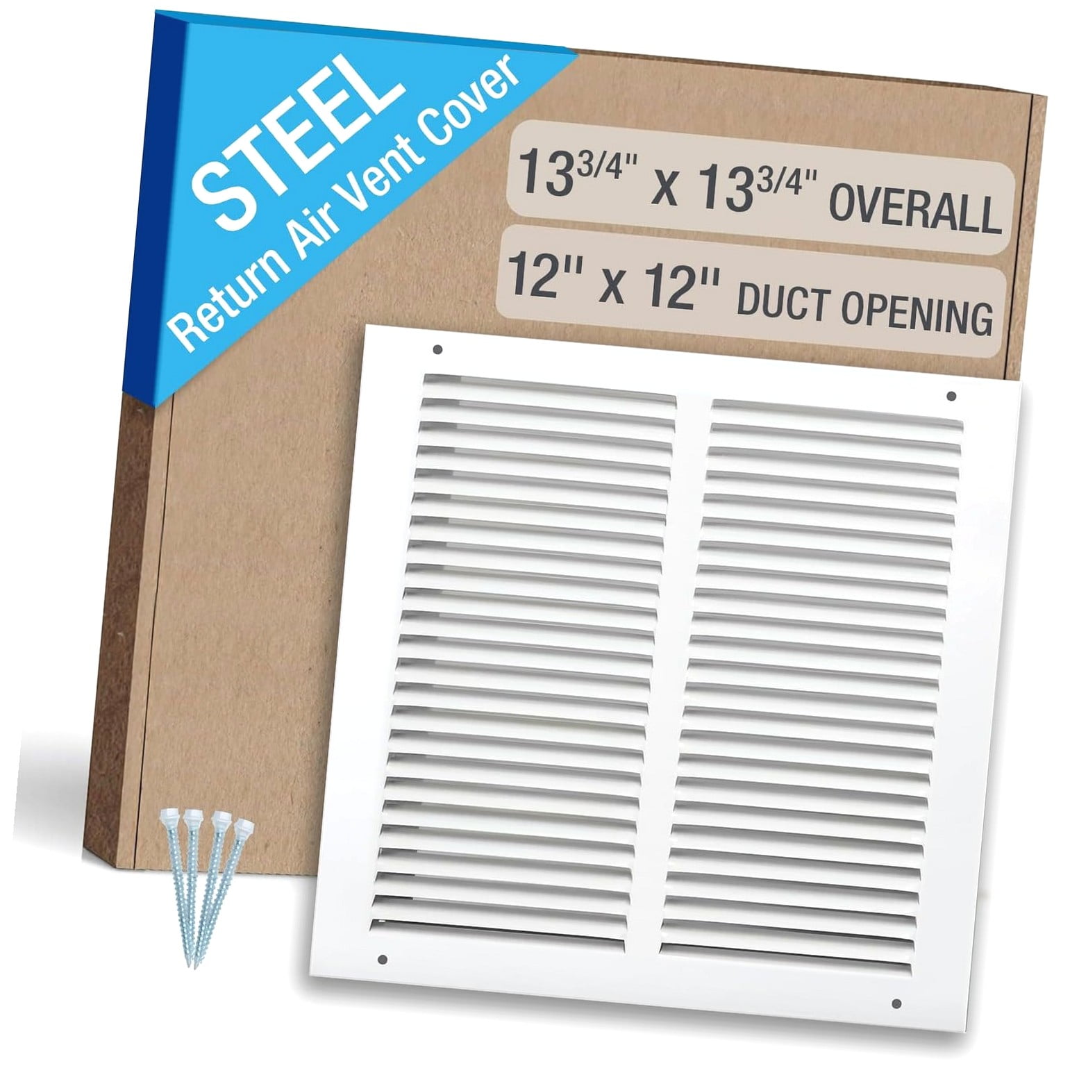 Fuliko 12 12 Inch (Duct Opening) Return Air Vent Cover, Louvered Steel ...