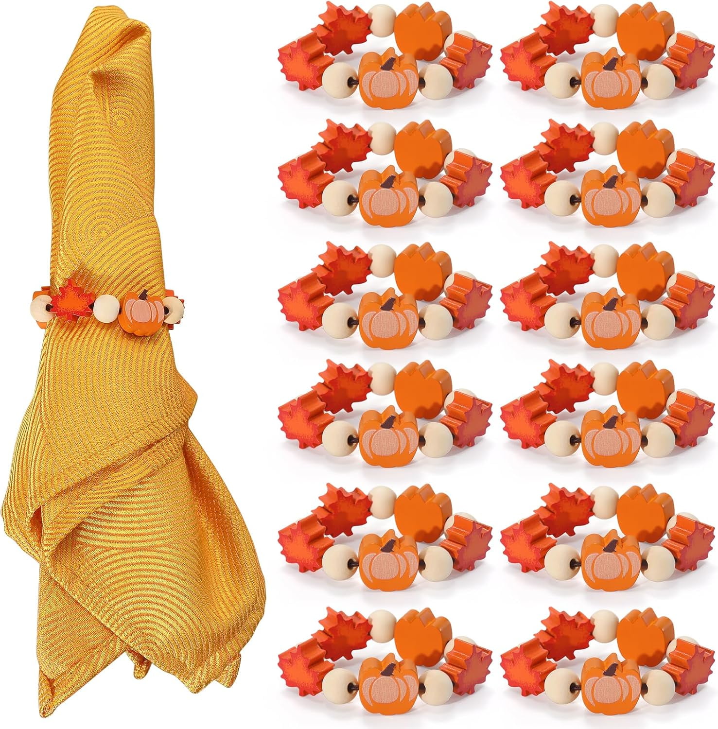 Fuliko 12 PCS Fall Decorations, Thanksgiving Pumpkin Maple for Table ...