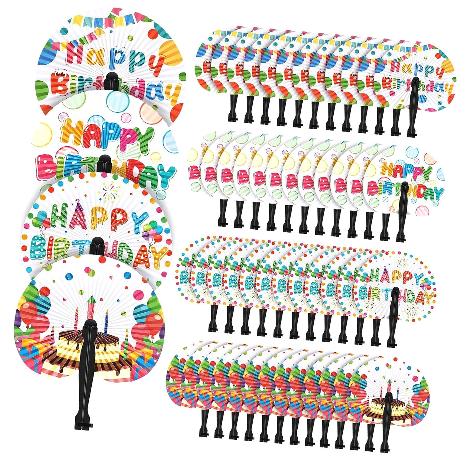 Fuliko 12-Pack Birthday-Themed Decorative Paper Fans, Ideal for Summer ...