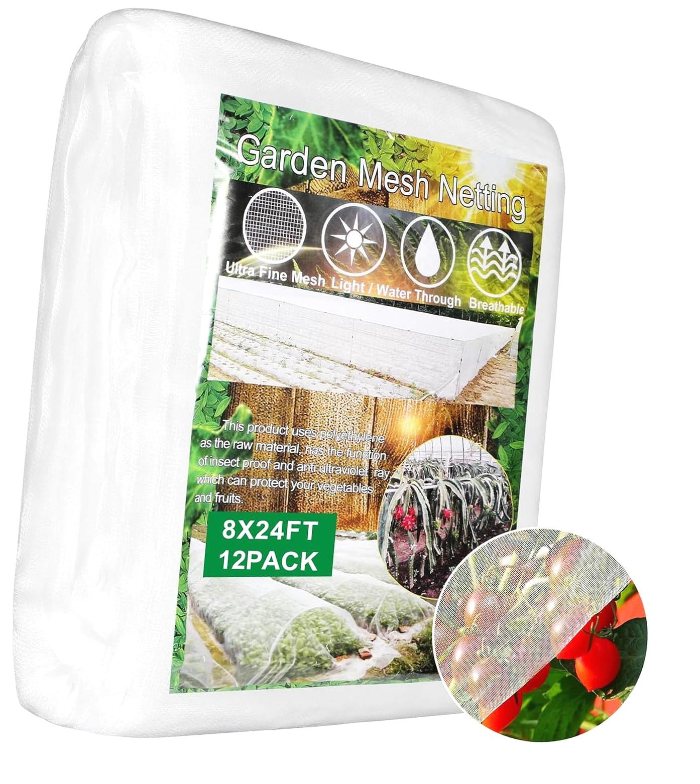 Fuliko 12 Pack Garden Mesh Netting 8 x 24 ft Plant Covers for Pest ...