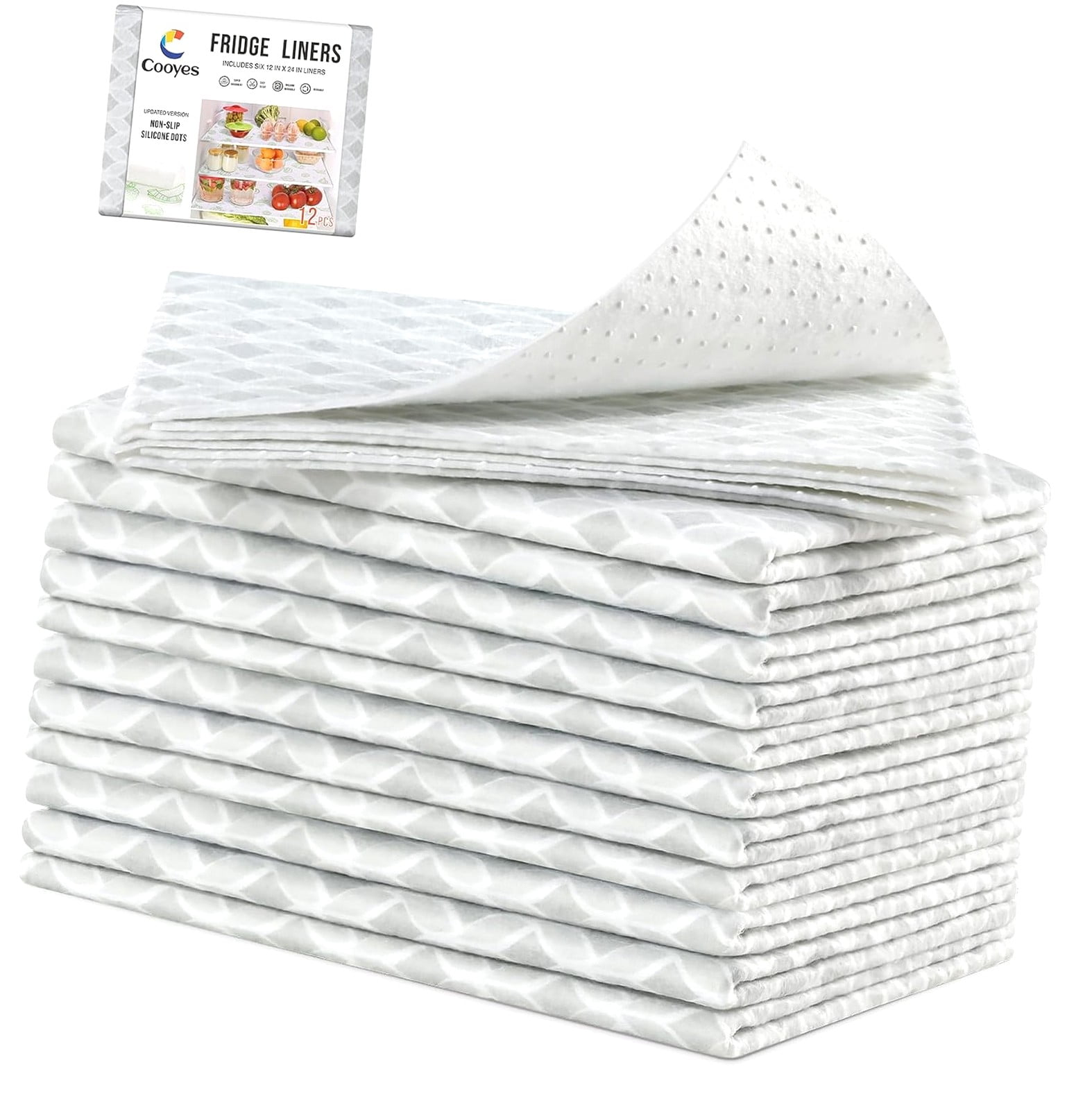 Fuliko 12 Pack Large Refrigerator Liners .7" 36", Absorbent Grip Fridge ...