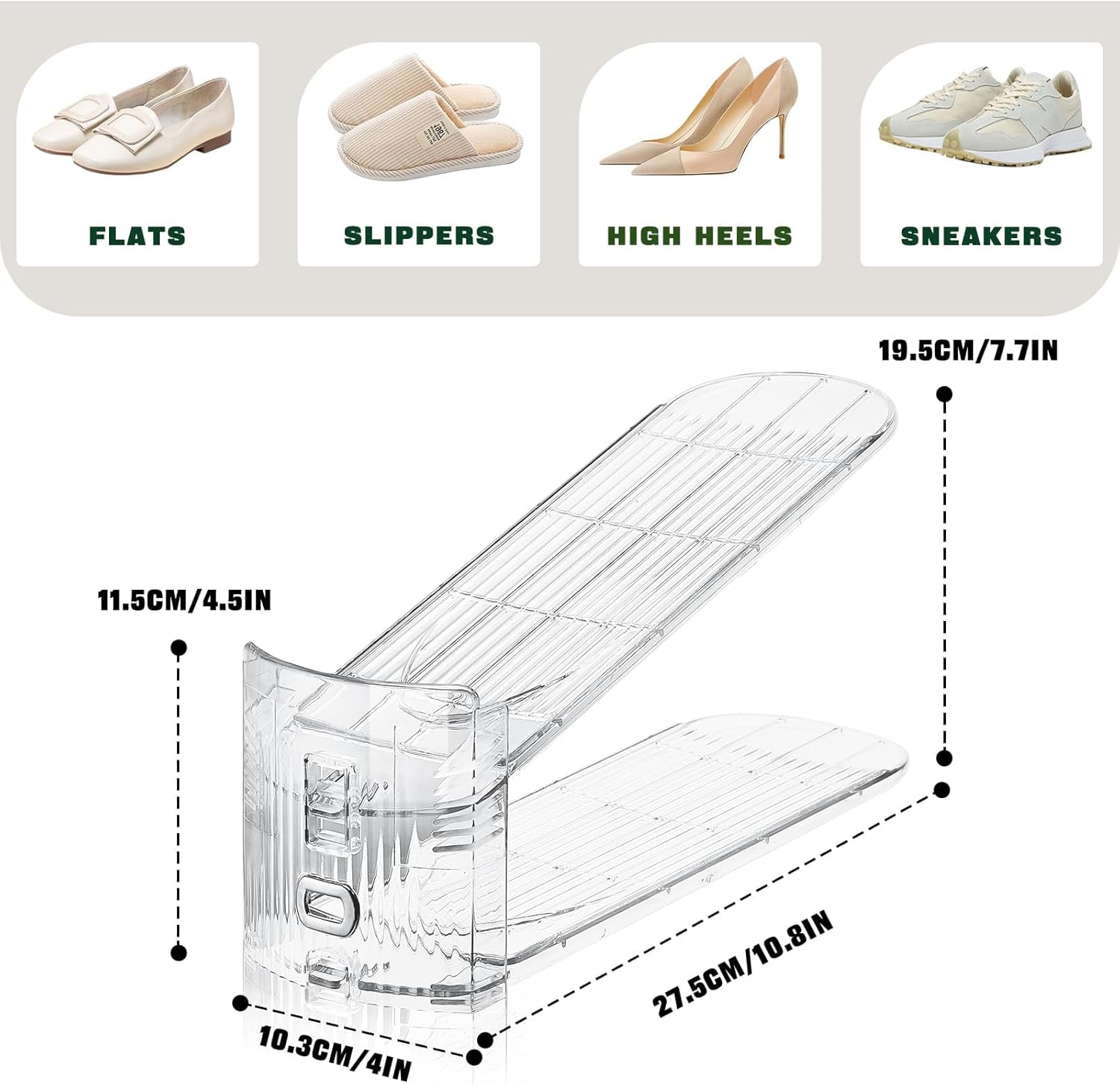 Fuliko 12-Pack Shoe Organizers for Closets, Transparent Shoe Stackers ...