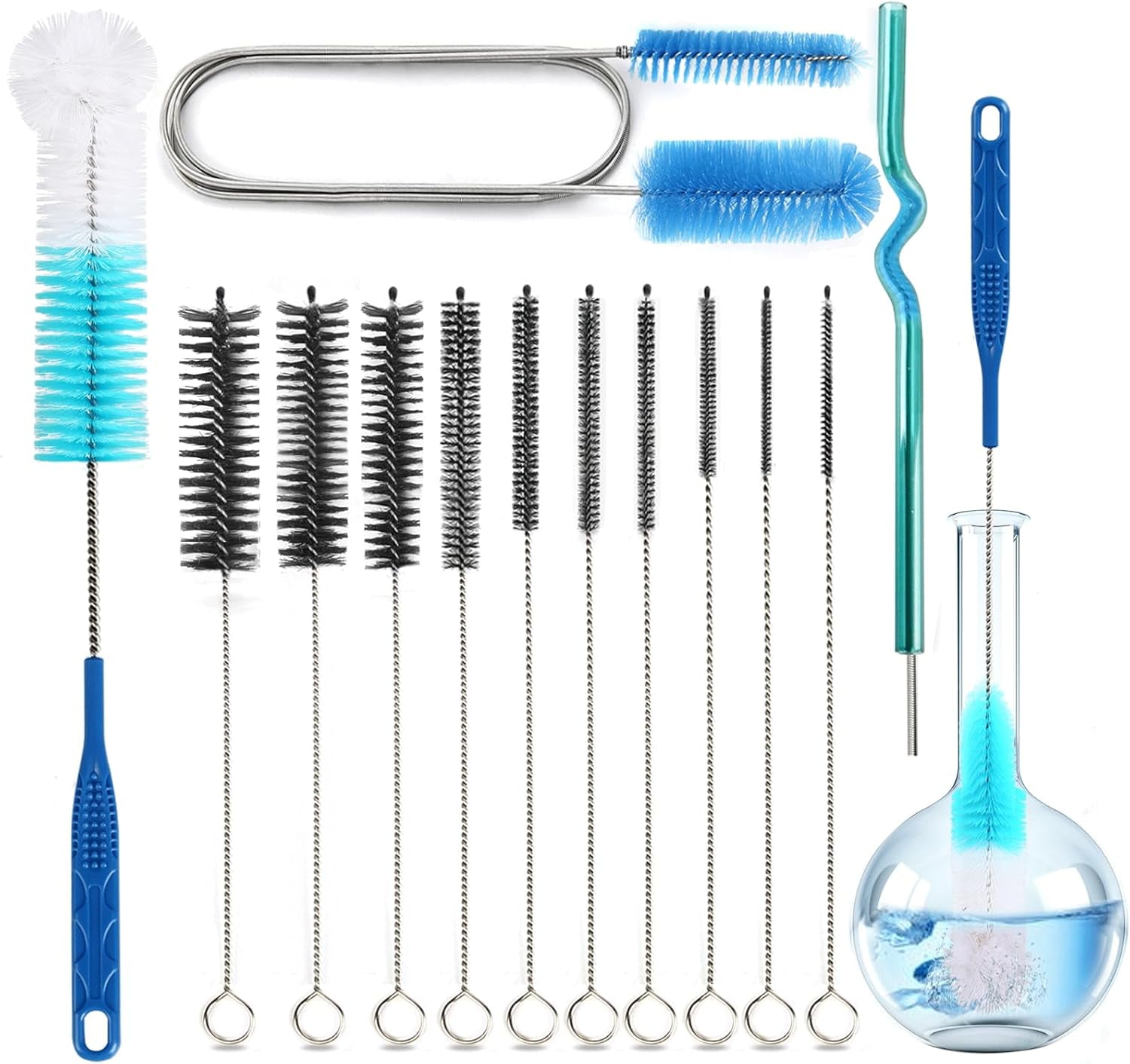 Fuliko 12 Pack Tube Pipe Cleaner Set, Inch Long Handle Nylon for Neck ...