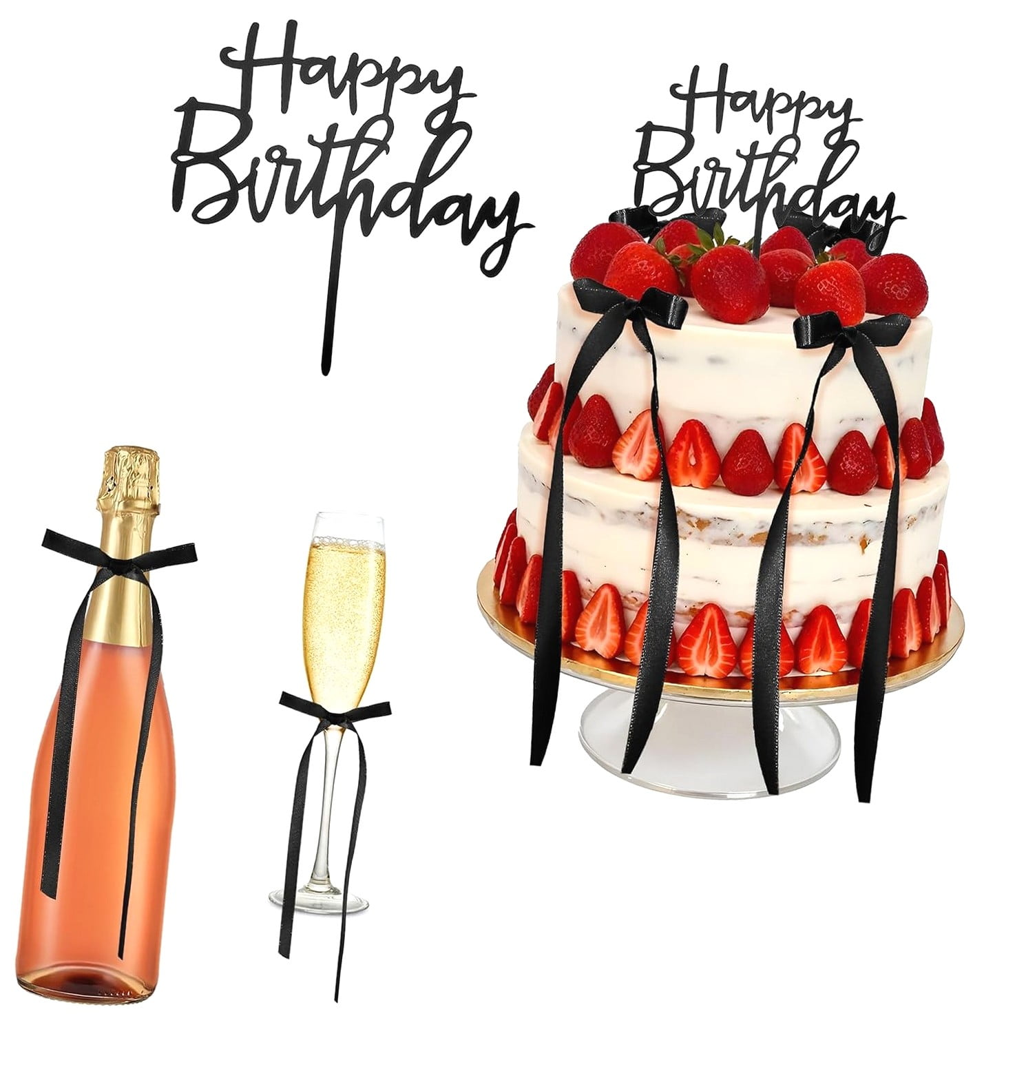 Fuliko 12 Pcs Bow Cake Toppers Cake Topper with 1 Pcs Sign Themed Party ...