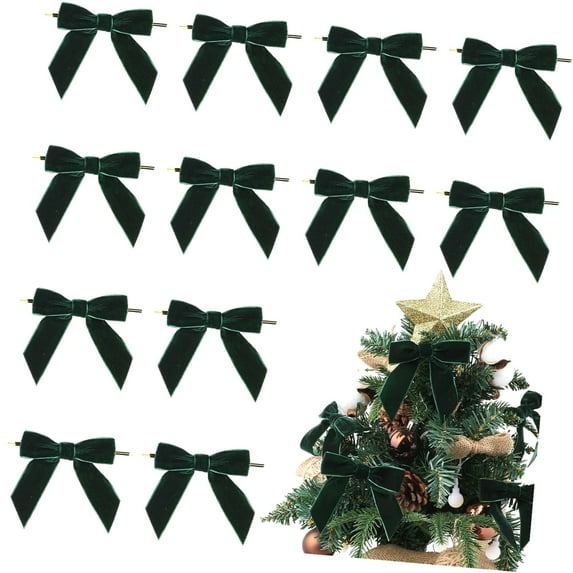 Fuliko 12 Pcs Velvet Christmas Bows for Christmas Tree, Wreath Decor 3 ...
