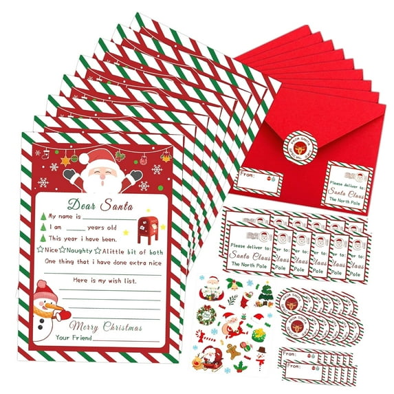 Fuliko 12 Set Letter To Kit Christmas Letter to Writing Kit with 5x7 ...