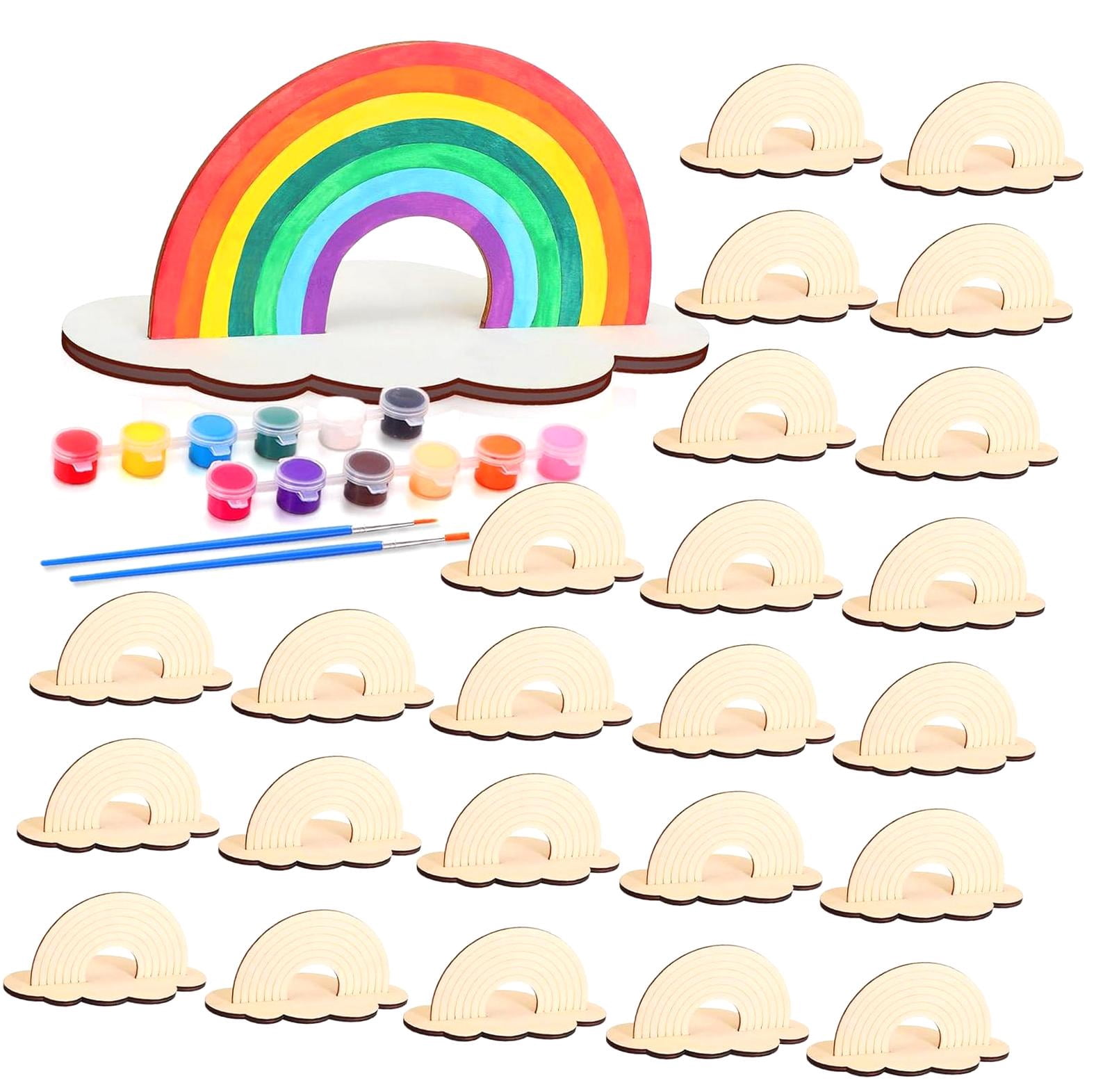 Fuliko 12 Sets Rainbow Art Kits for Wooden Painting, Perfect for ...
