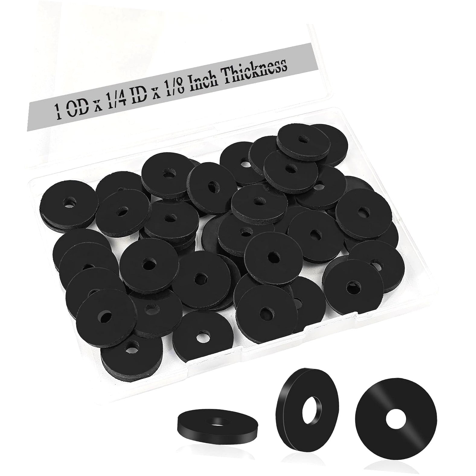 Fuliko 120 PCS Rubber Washers 1 OD 1/4 ID 1/8 Inch Thickness Abrasion ...